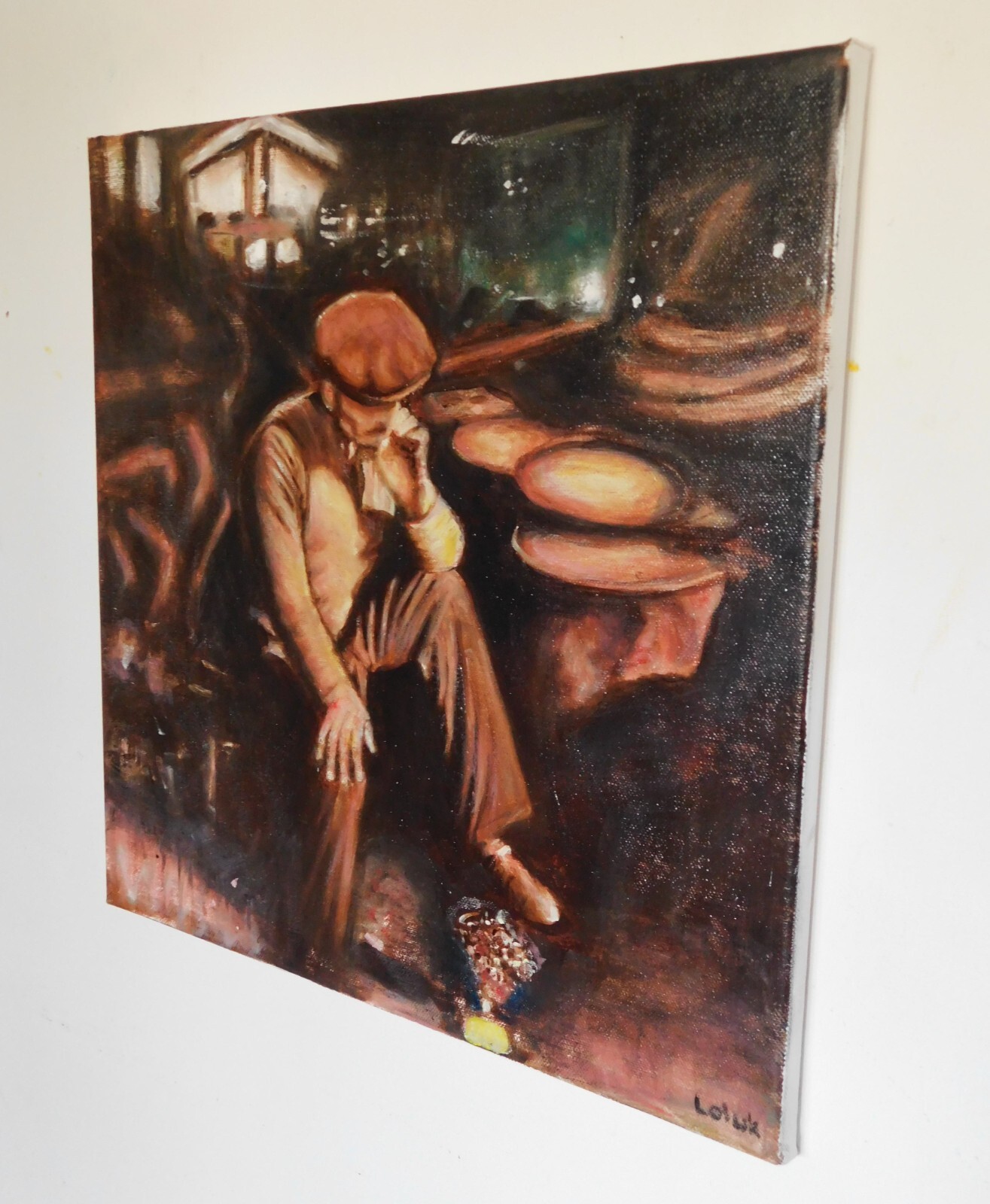 Original oil, painting, portrait of man, signed by Nalan Laluk ...