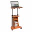 Brown Wooden Mobile Laptop Storage Desk Portable Cart Table Stand Wheel ...