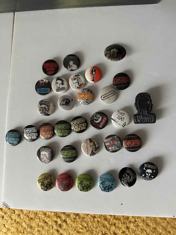 Job Lot Vintage Exploited Pin Buttons 31 Total Punk Rock | eBay UK