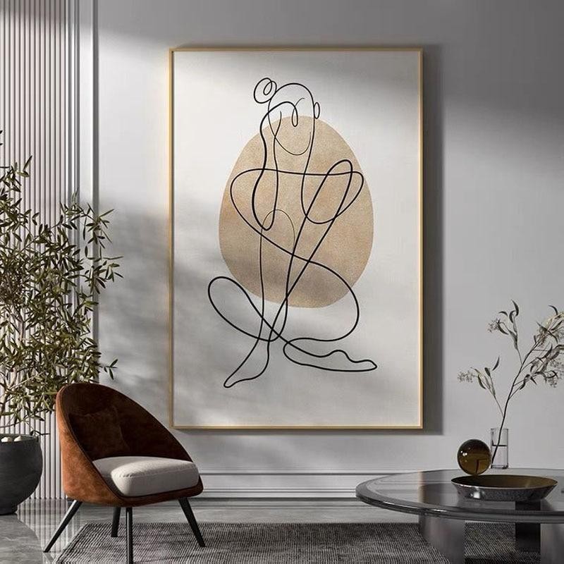 Oil Painting Contemporary Hand Painted Abstract Line Oil Painting ...