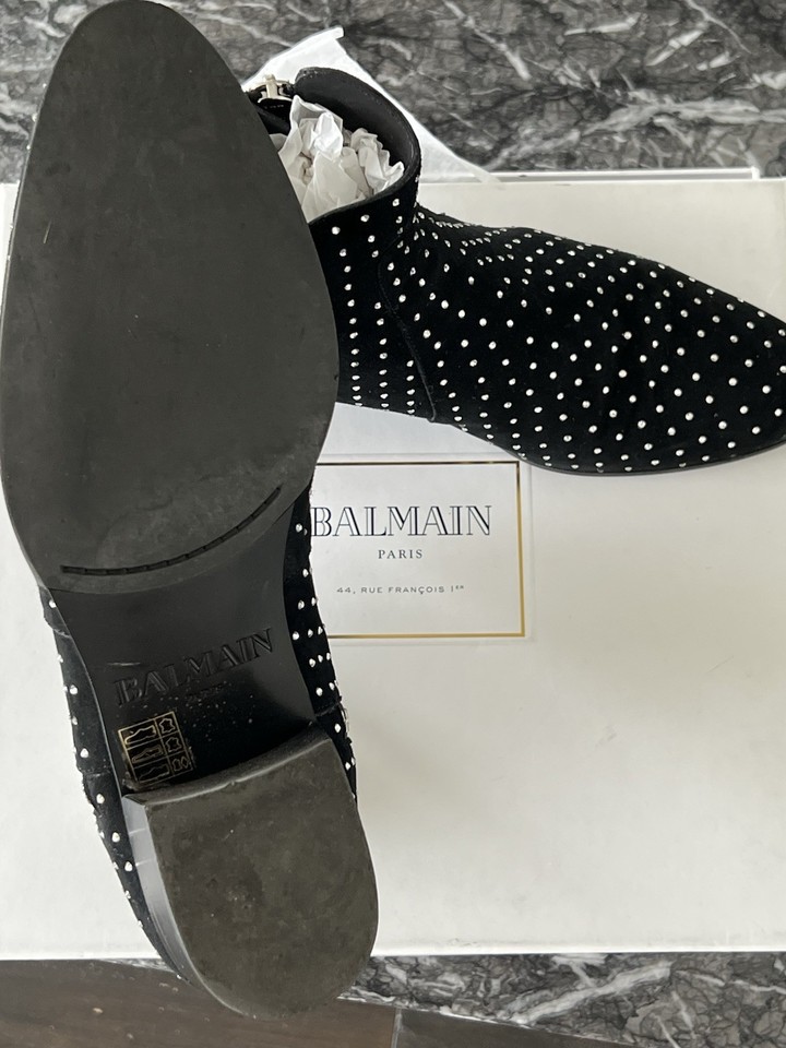 BALMAIN BEATLE BOOT MIKE - SUEDE & STRASS M 45 (US 12) - MINT CONDITION ...