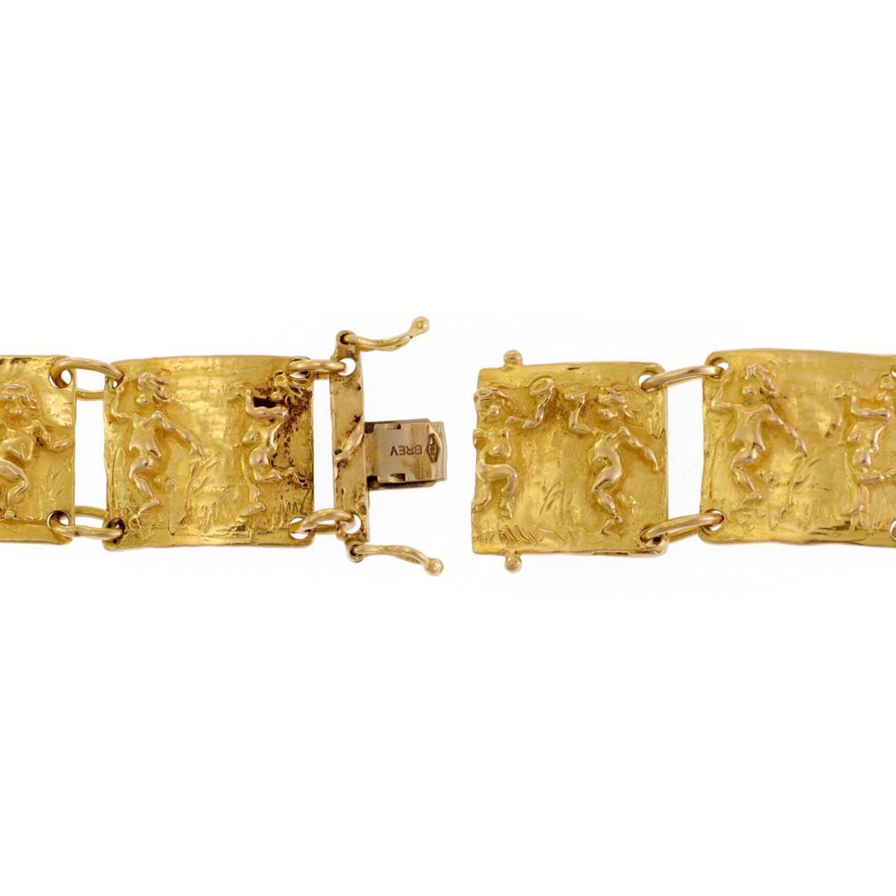 Nino D'Antonio Germano Bracelet 18k Yellow Gold Cherub Panel Link 18mm ...