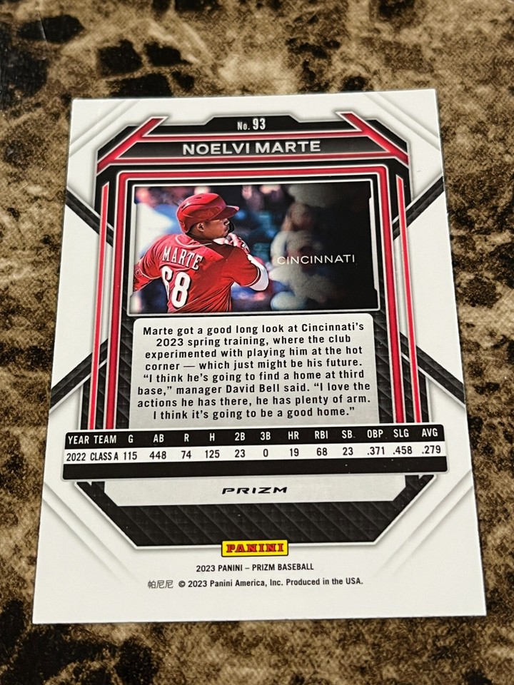 2023 Panini Prizm Blue Cracked Ice #93 Noelvi Marte Rookie | eBay