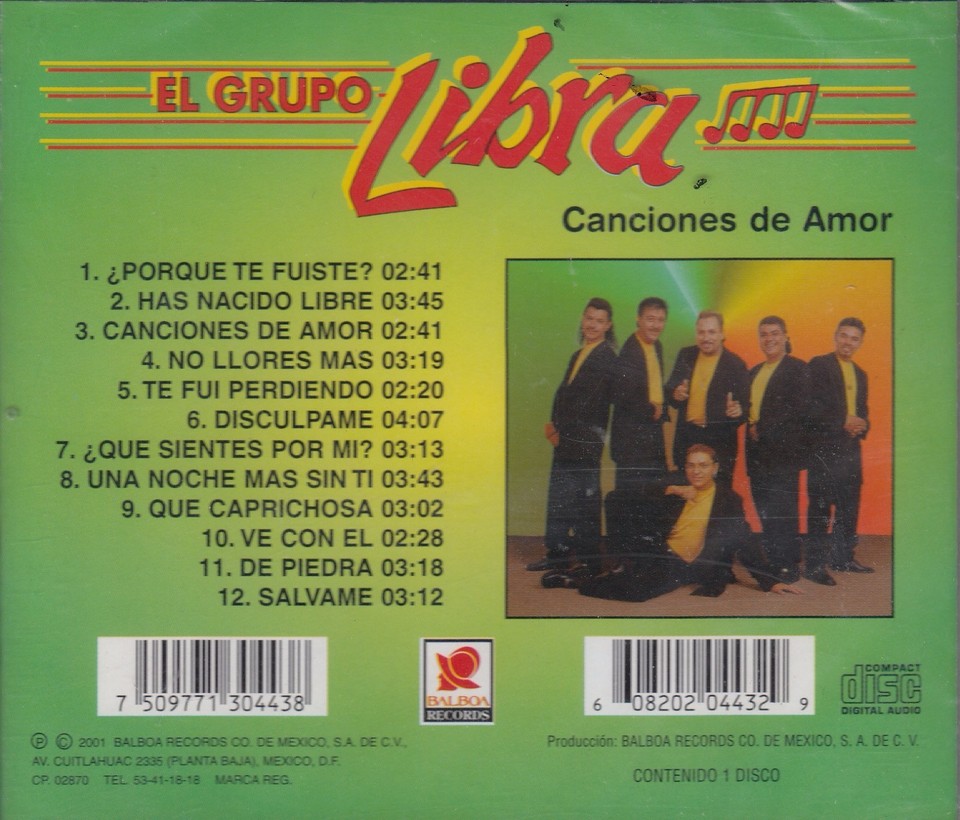 El Grupo Libra Canciones De Amor CD Nuevo Sealed 608202044329| eBay