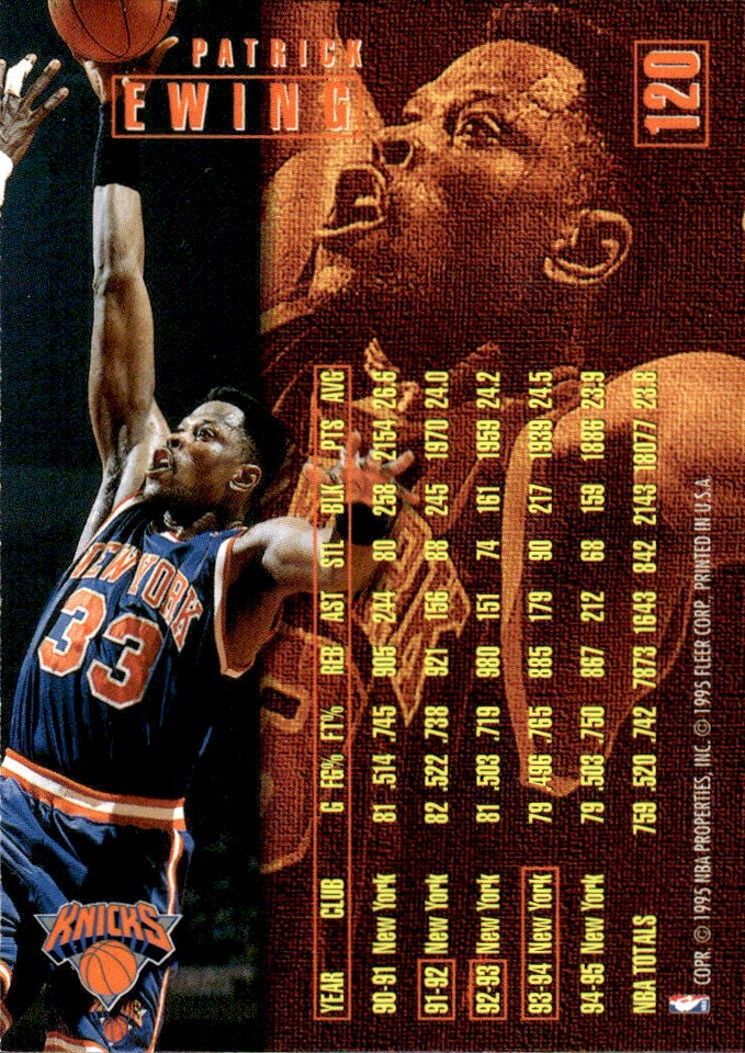 1995 FLEER PATRICK EWING 120 MINT BASKETBALL NEW YORK KNICKS | eBay