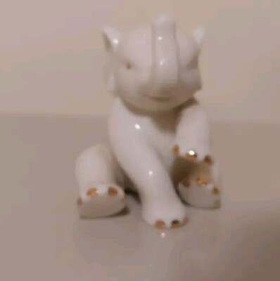 Lenox Ivory Porcelain raised Trunk Sitting Elephant With Gold Small ...