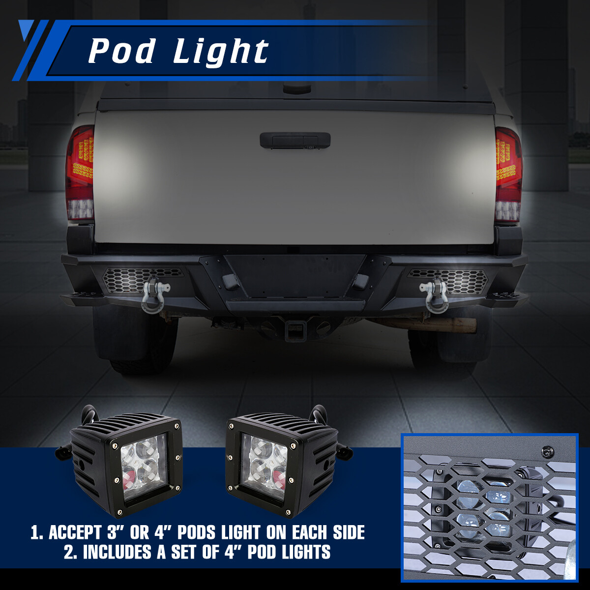 For 2005- 2015 Toyota Tacoma Rear Bumper w/ D-Rings & License Plate ...