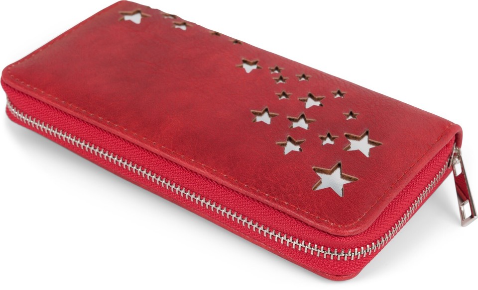 Damen Portemonnaie Metallic Stern Cut-Outs, Reißverschluss, Geldbörse ...