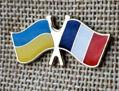 Ukrainian French Flag Ukraine France lapel Pin Gold Christmas Present ...