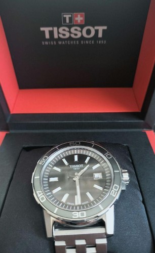 TISSOT Super Sports Quartz Grey Dial Date Used Watch Stainless Steel ...