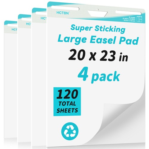 120 Sheets Thickened Sticky Easel Pad, 20 in x 23 in, 30 Sheets/Pad, 4 ...