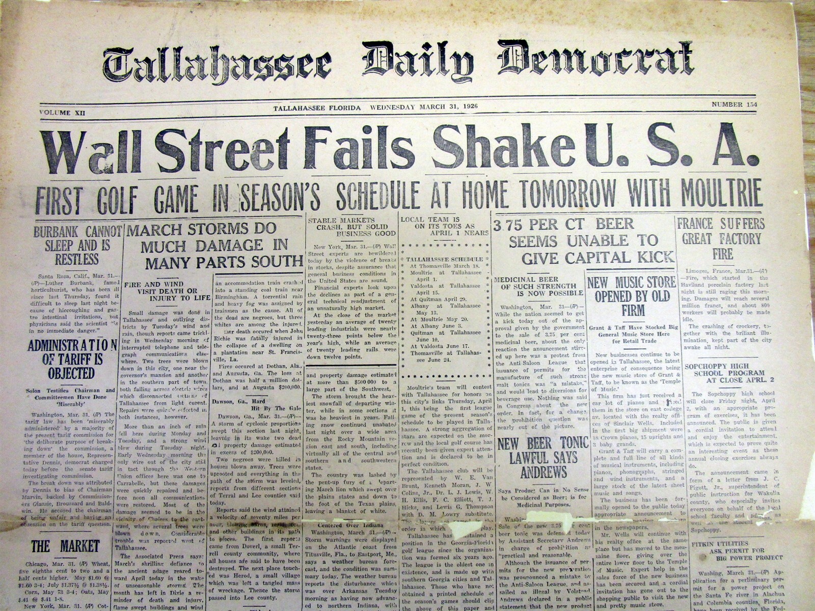 Stock Market Crash Of 1929 Newspaper