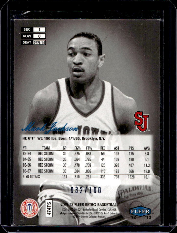 2012-13 Fleer Retro Mark Jackson Legacy Collection Row 0 #032/100 Saint ...