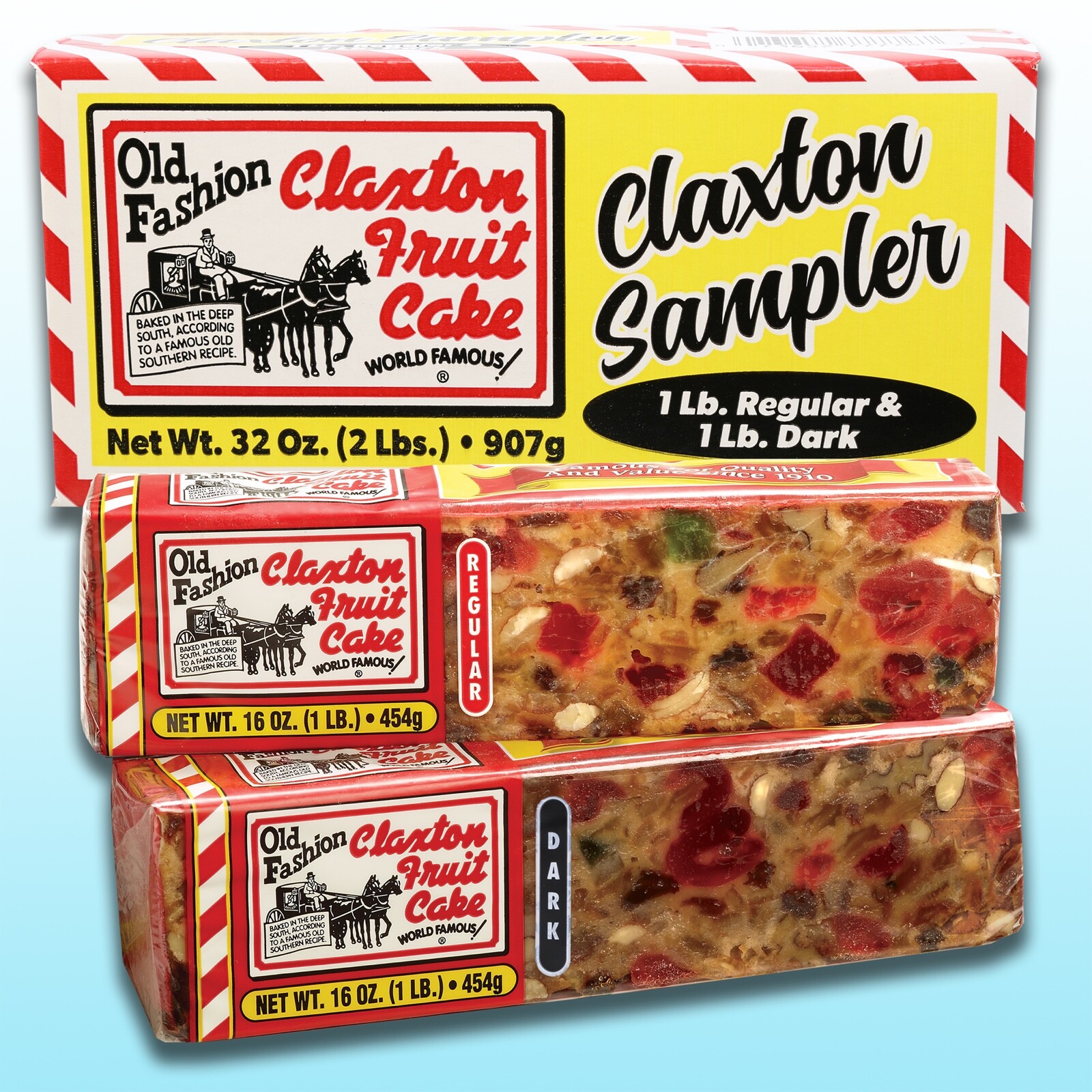 Claxton Fruit Cake - "Claxton Sampler" - 1 Lb. Each - Regular and Dark ...