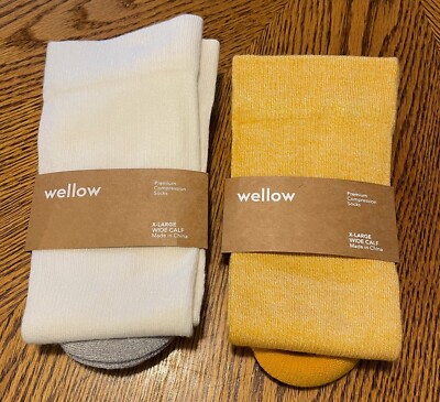 NWT Wellow Knee High Bamboo Compression Socks (2 Pair) Size XLarge 18 ...