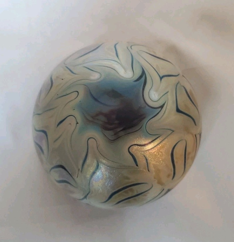 Vintage 1974 Craig Zweifel signed art glass paperweight opalescent 3 ...