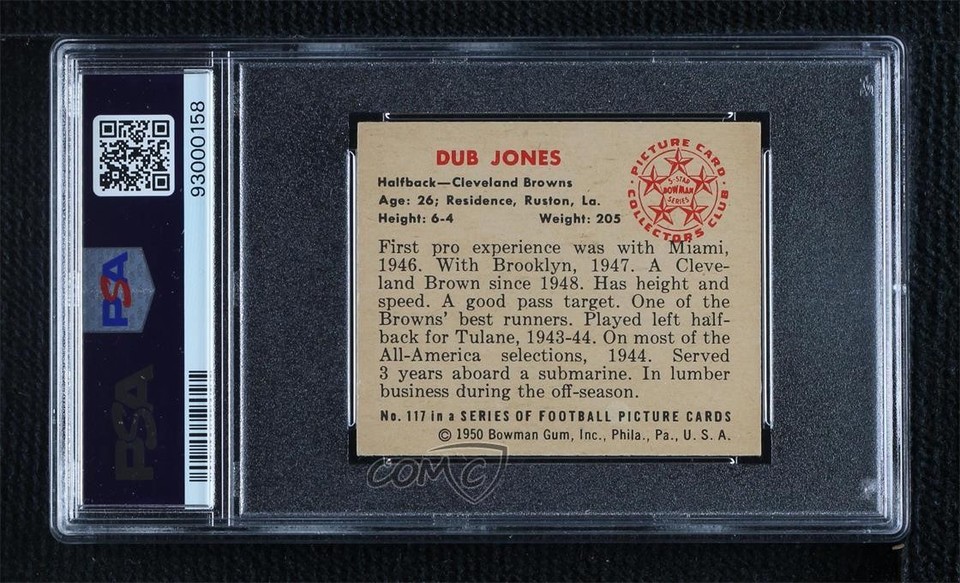 1950 Bowman Dub Jones #117 PSA 7 Rookie RC | eBay