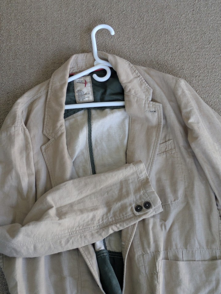 Relwen Linen Cotton Tropical Trap Blazer Sport Coat Field Jacket Khaki ...