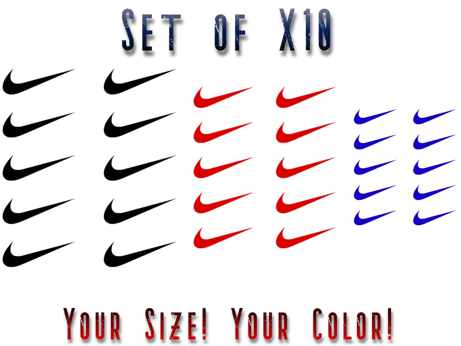 Set of 10 Nike swoosh vinyl decal sticker party decal colors | eBay