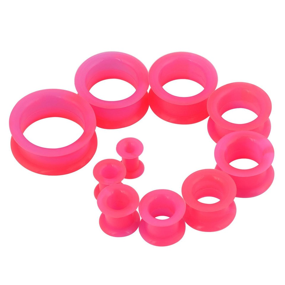 Pair Hard Silicone Ear Tunnel Plugs Hollow Soft Ear Gauge Expander ...