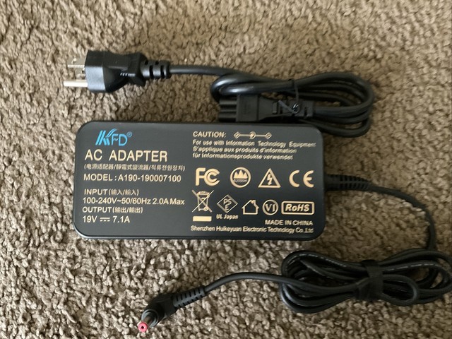 KFD AC ADAPTER A190-190007100 Out 19V 7.1 Amps Input 100V-240Vac. 135W ...