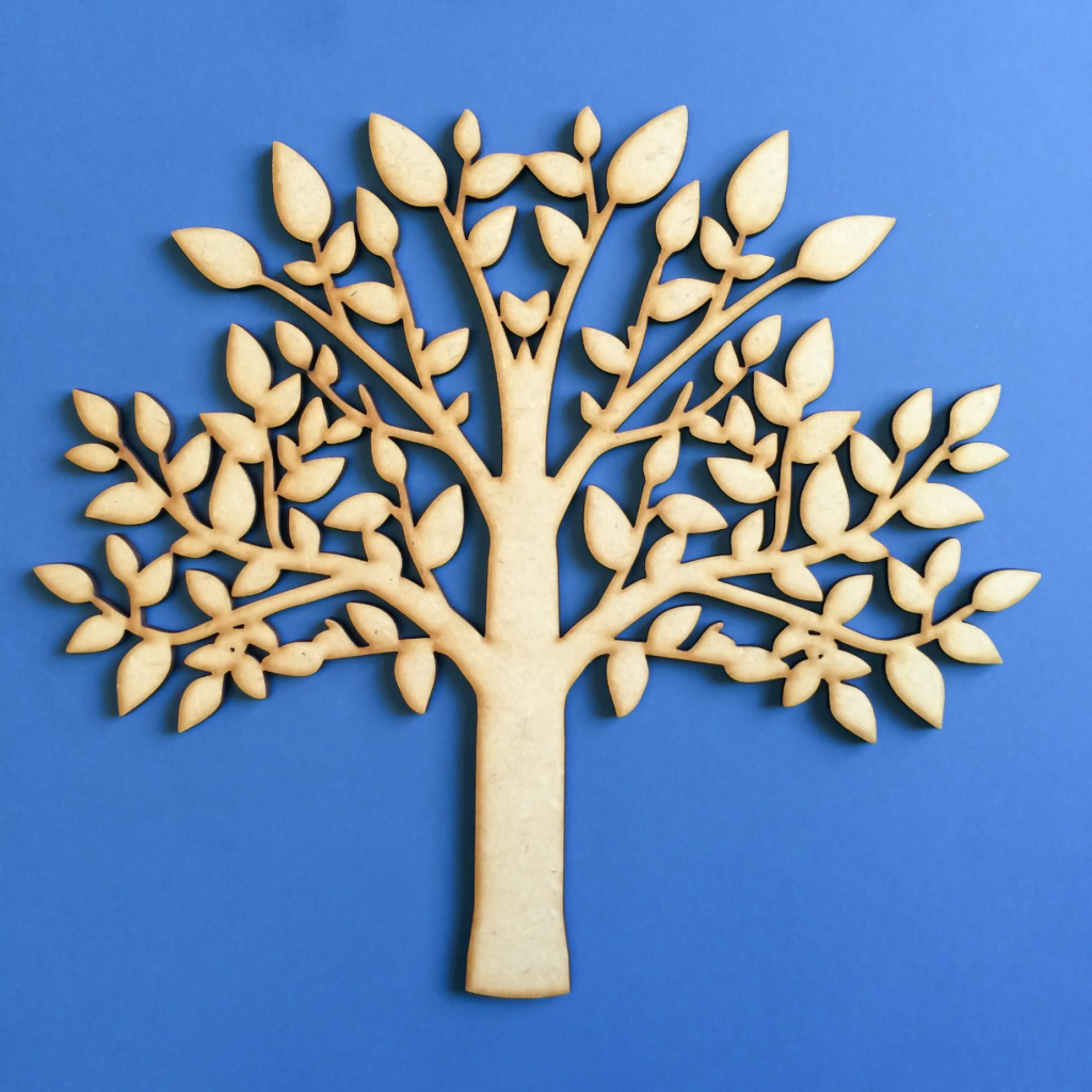 Wooden MDF Laser Cut Tree Shape Blank Craft Family Wedding -Symmetrical ...