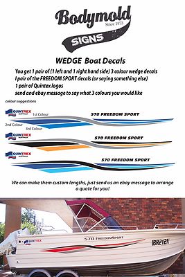 Quintrex Freedom Boat Decals and Graphics "Wedge Kit" 2000mm kit | eBay ...