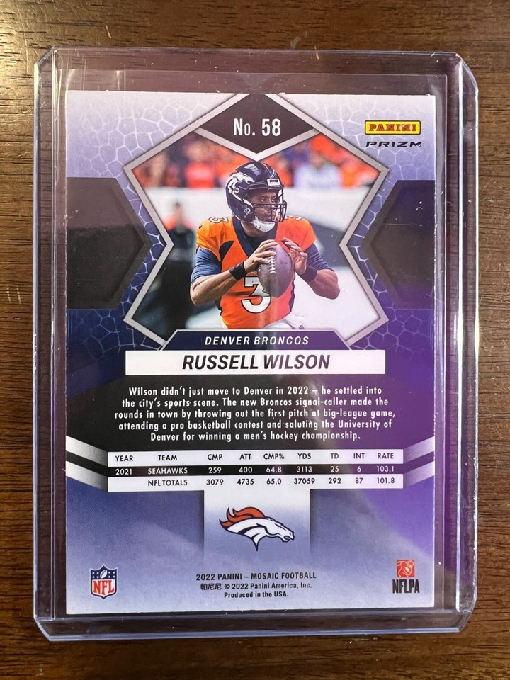 2022 Mosaic Football Orange Reactive Prizm Russell Wilson #58 Broncos ...