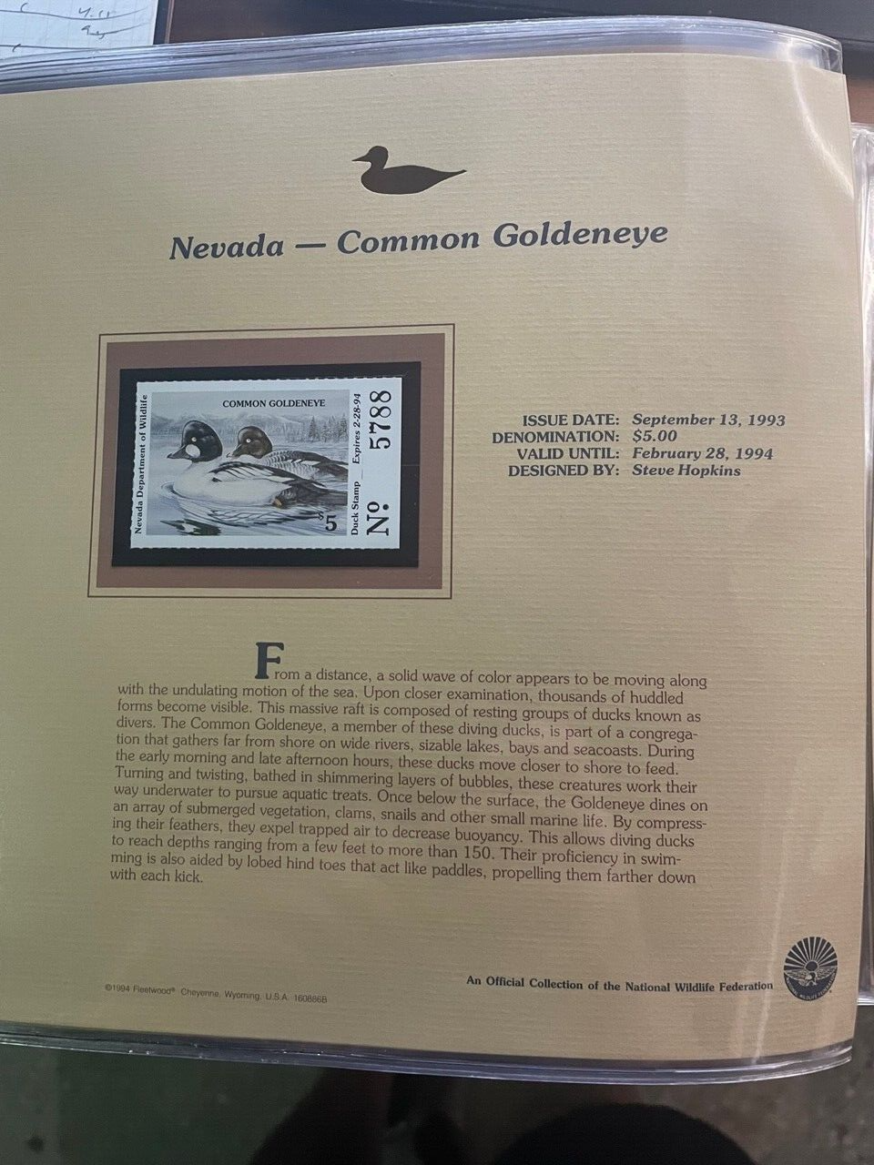 Duck Stamp - Nevada SN 15 1993 $5.00 Common Goldeneye | eBay