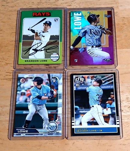 Brandon Lowe Rays LOT (4) Rookies/ SP Fire RED HOLO RC/ Heritage RC ...