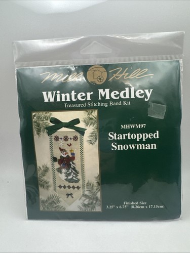 Rare Mill Hill 2003 Winter Medley Banded Stitch Kit Startopped Snowman ...