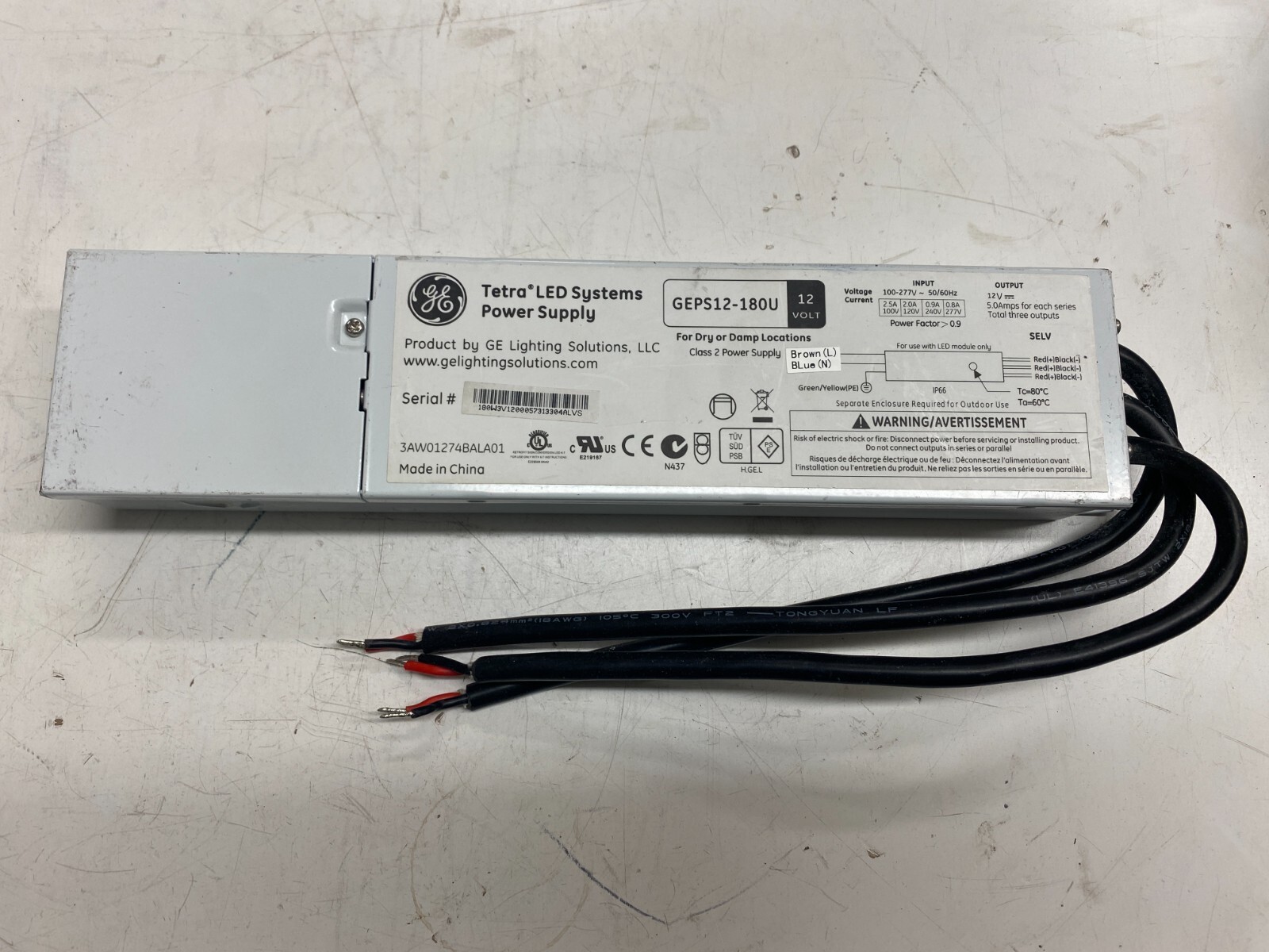 GE TETRA LED POWER SUPPLY GEPS12-180U 12V | eBay
