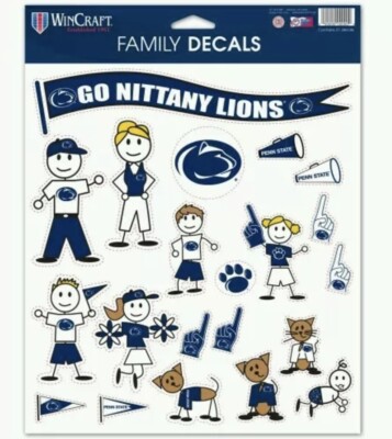 PENN STATE NITTANY LIONS FAMILY DECALS 21 STICK PER SHEET PERFECT FOR ...
