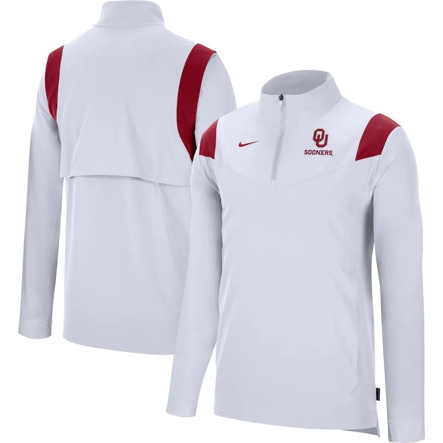 Nike Oklahoma Sooners 1/4 Zip Coaches Pullover Jacket XXL 2XL White | eBay