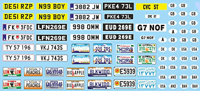 Kennzeichen GB + DK + A + USA + AND + BAH license plate 1:32 Decal ...