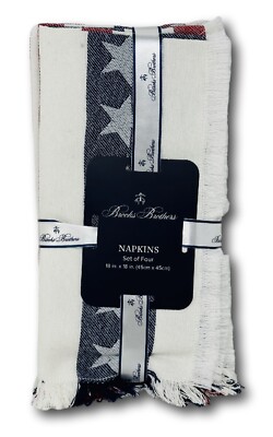 Brooks Brothers Set of 4 Cotton Blend 18x18" American Flag Patriotic ...