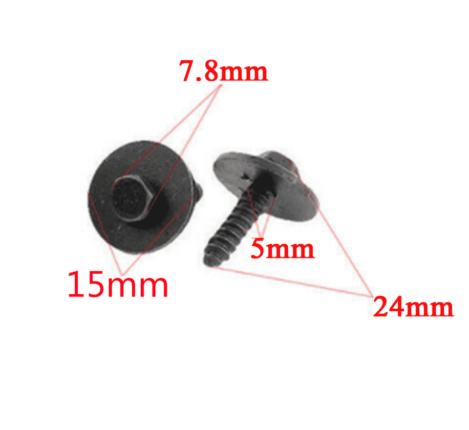 100X Metal Auto Car Screw Body Fender Bumper Retainer Clips 7.8mm Hex ...
