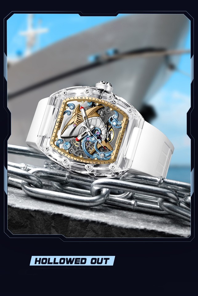 Haofa Mechanical Watches For Men Automatic 3D Shark Creative Ocean ...