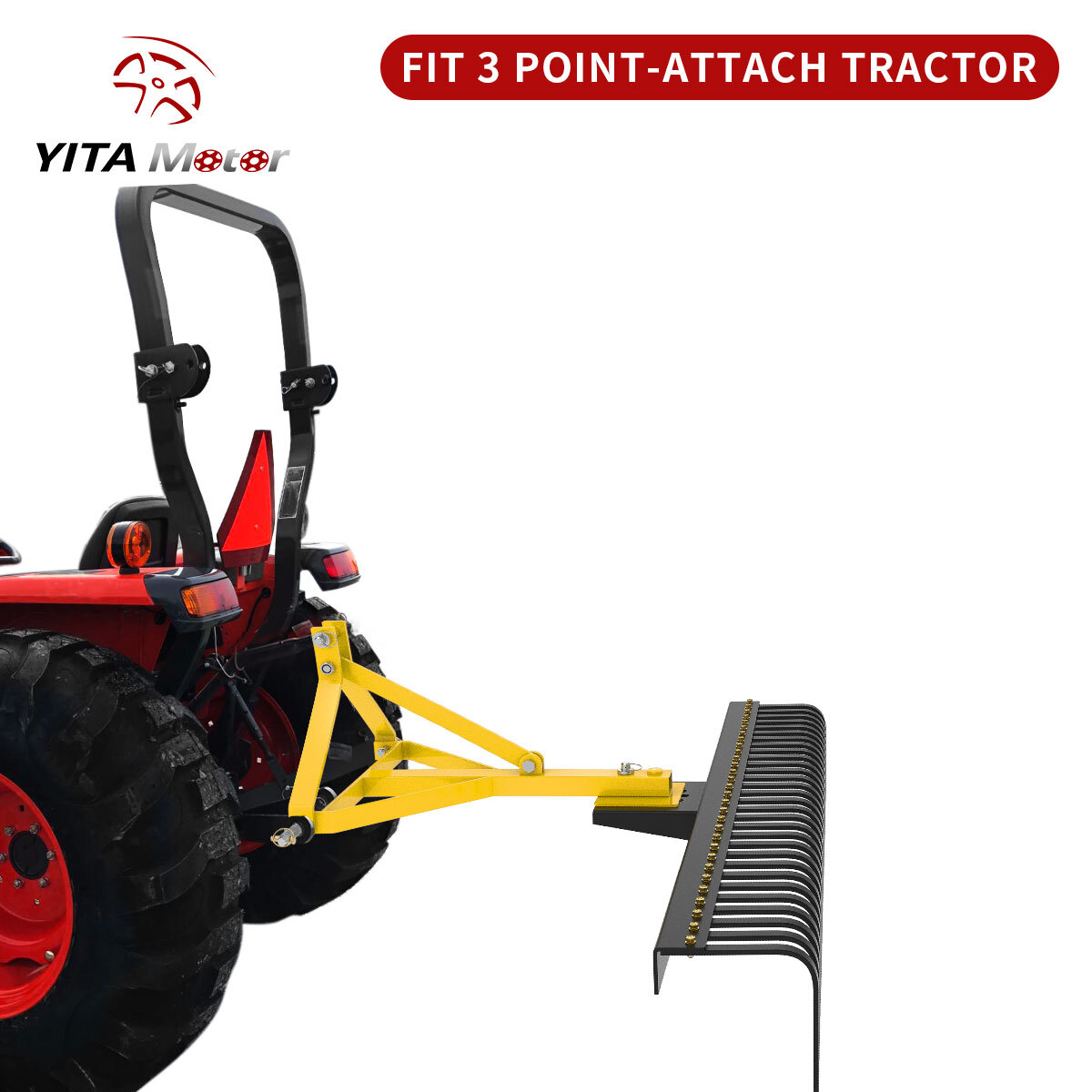 60'' 3 Point 3 Pt Landscape Rock Rake For Category 1 Skid Steer ...