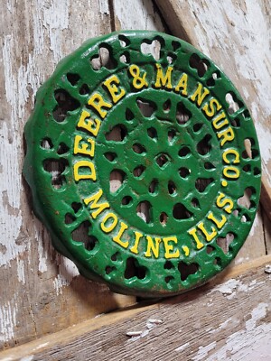 VINTAGE JOHN DEERE & MANSUR Co SIGN CAST IRON FARM TRACTOR ADVERTISING MOLINE IL | eBay