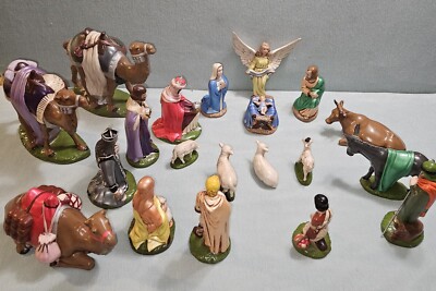 Vintage Holland Mold Ceramic Nativity Set 20pc Hand Painted Glaze ...