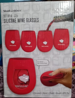 Shark Skinzz Silicone Gnome Red 4 Pack Wine Glasses For Outdoors ...