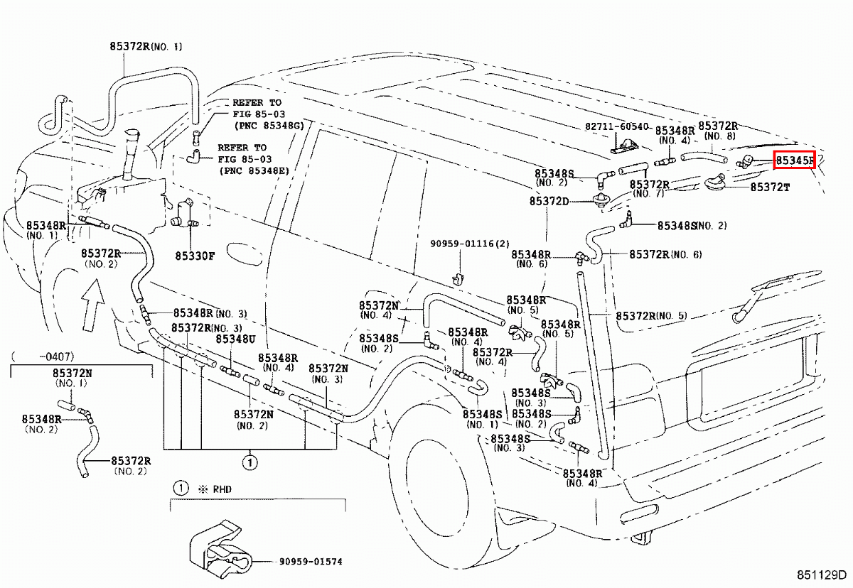 Genuine Toyota LandCruiser HDJ101 Rear Window Windscreen Washer Jet ...