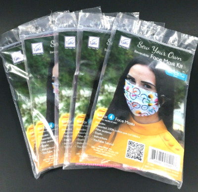 LOT of 5 Sew Your Own Face Mask-Kit Masks Reversible 😷 4 Each 20 Total ...