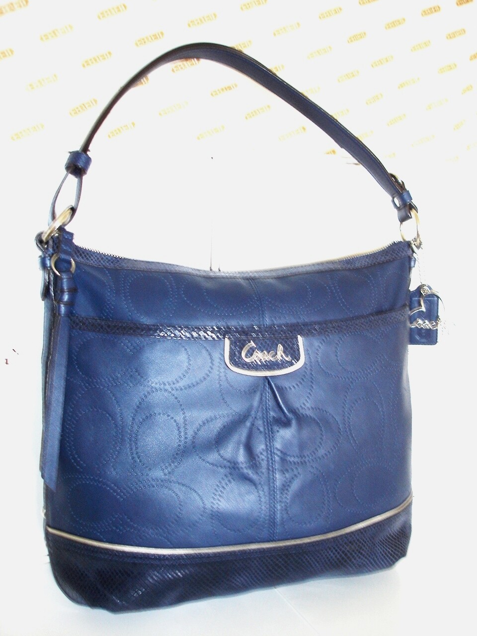Authentic Coach Park Elevated Leather Duffle Denim Bag F19739 Blue | eBay