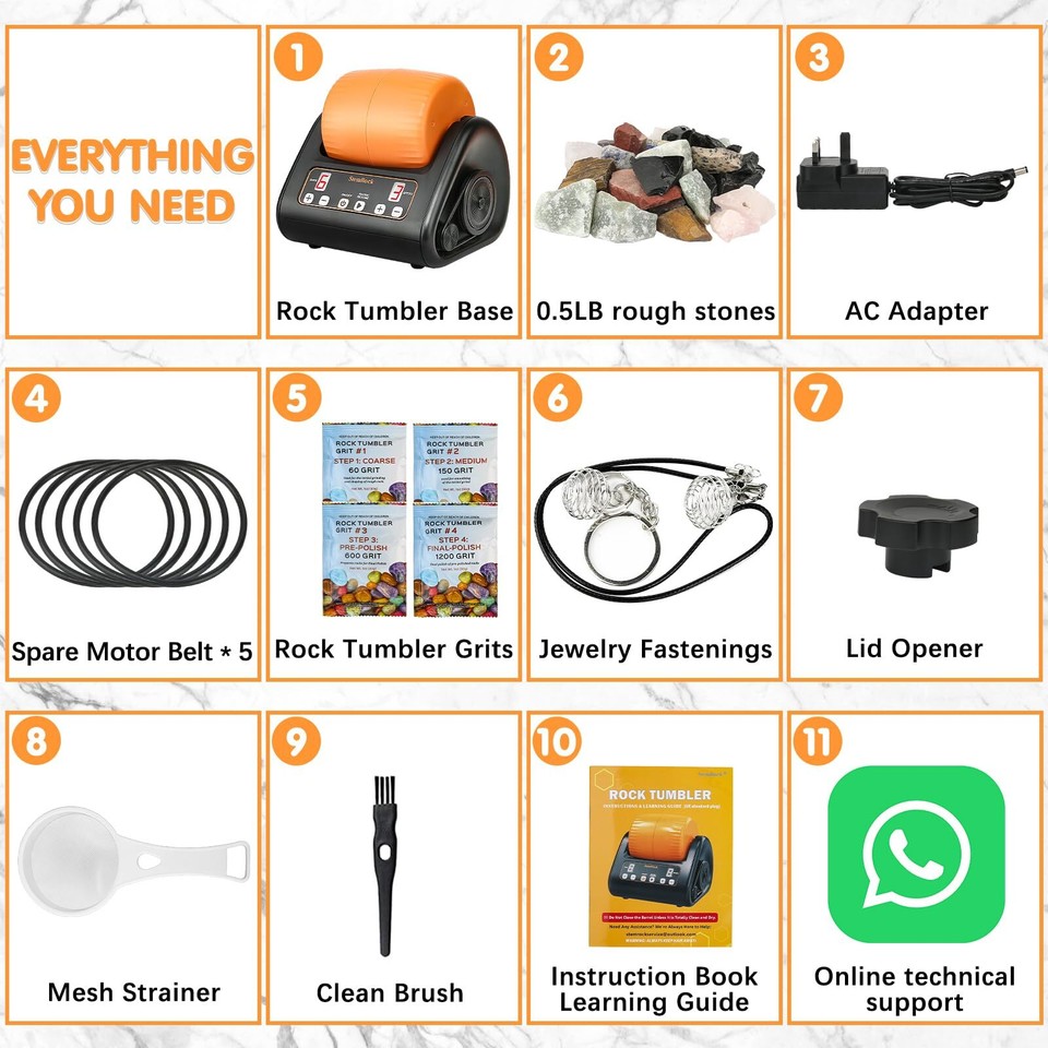 Rock Tumbler Kit, Complete Rock Polisher Machine, Durable 1 Lb Barrel ...