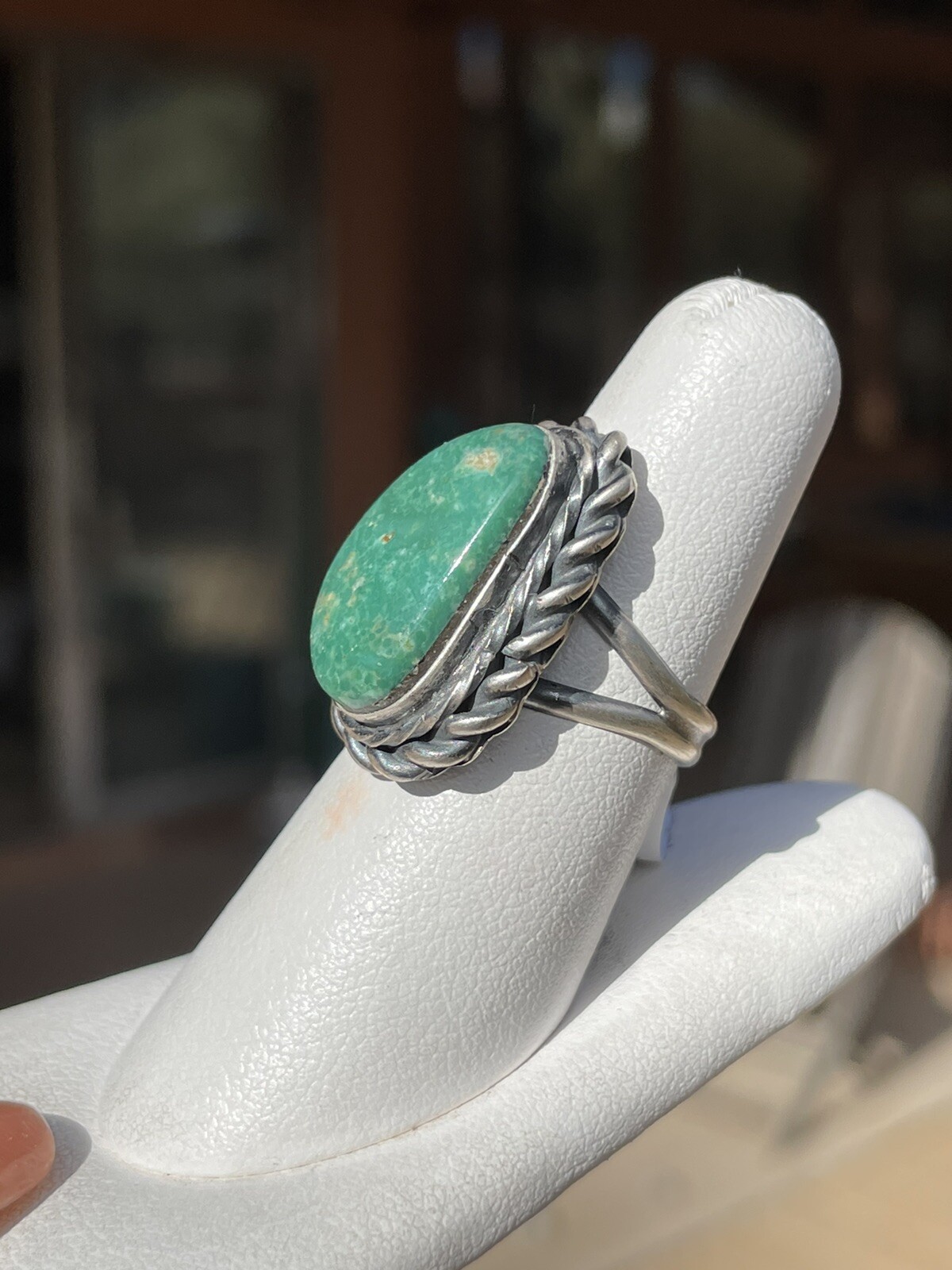 Royston Green & Caramel Matrix Turquoise Sterling Rin… - Gem