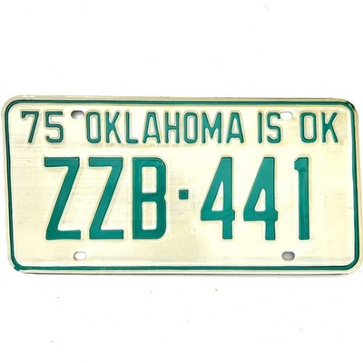 1975 United States Oklahoma Tulsa County Passenger License Plate ZZB ...