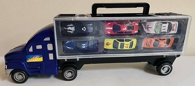 Plastic Semi Truck Diecast Toy Car Carrying Case Holds 12 Cars 14" Long ...