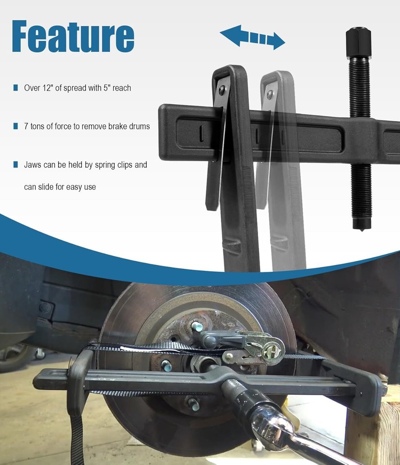 6980 Brake Drum and Rotor Puller Tool Set for Remove Hub Drums, Rotors ...